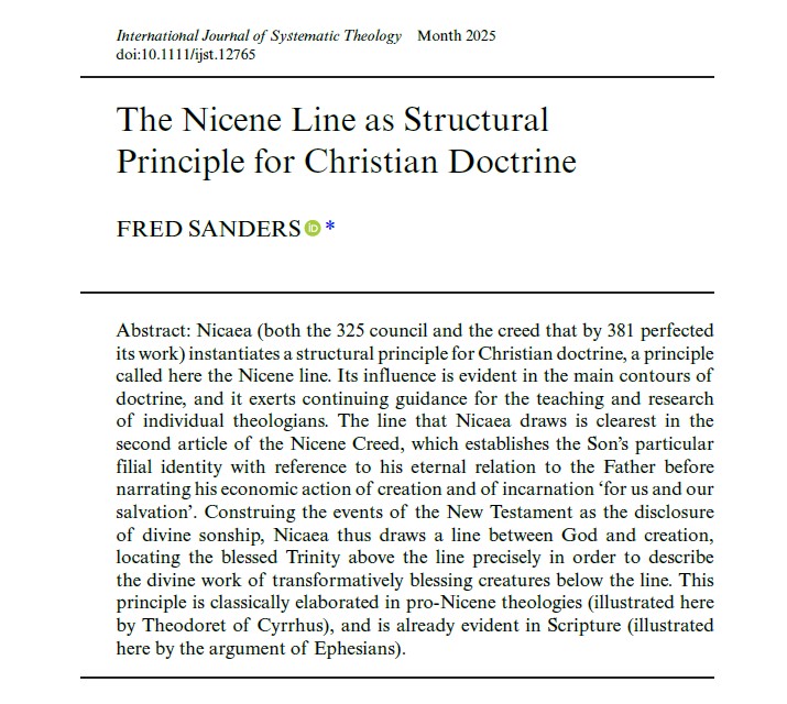 The Nicene Line as Structural Principle for Christian Doctrine · Fred ...
